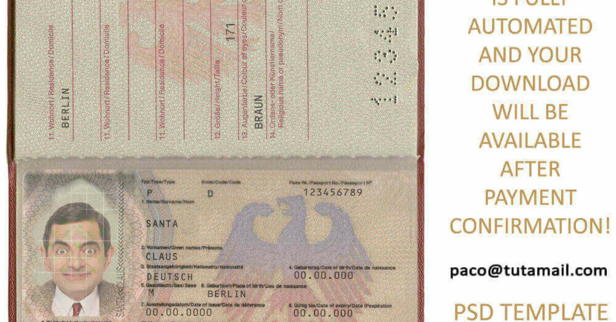 Germany Passport Template | Editable-Templates