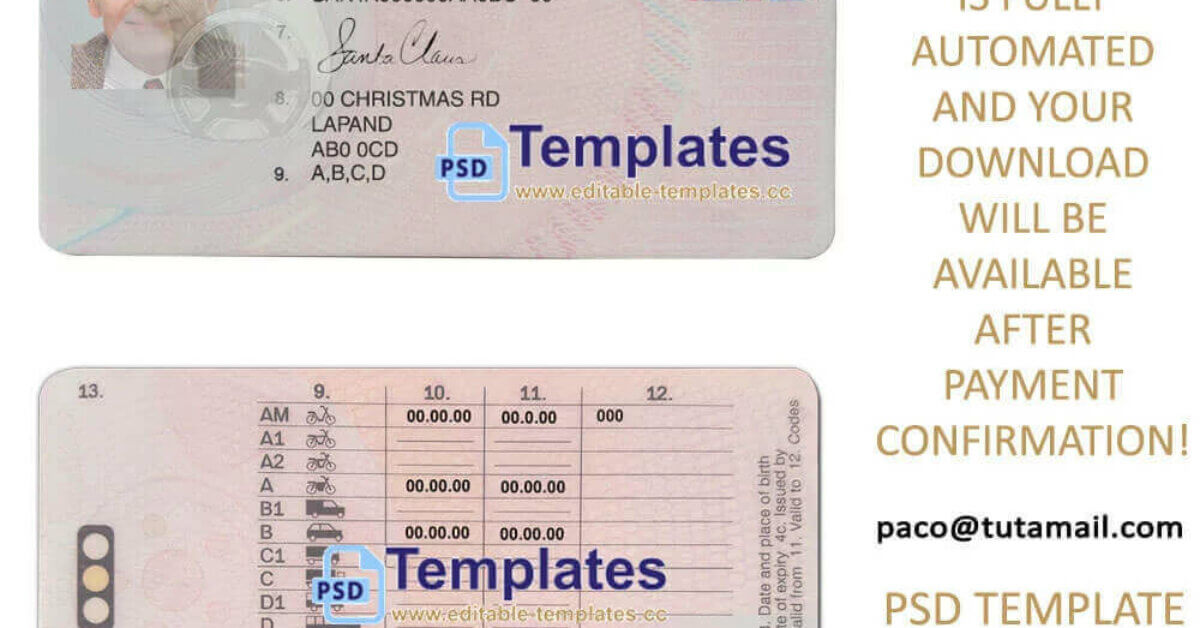 UK Driving Licence Template-Front/Back | Editable-Templates