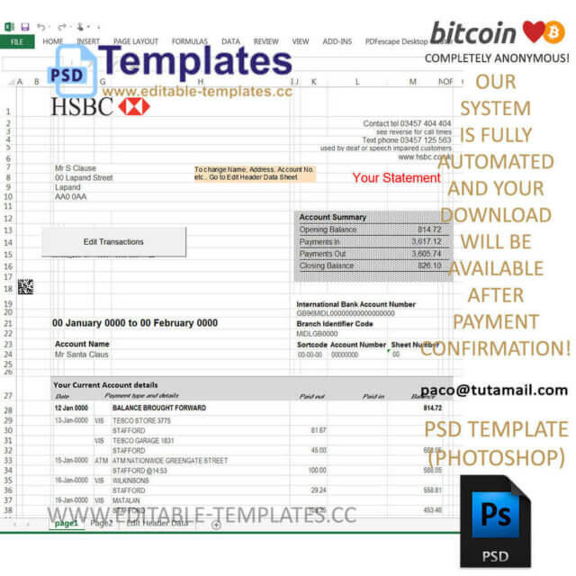 HSBC Statement template | Editable-Templates