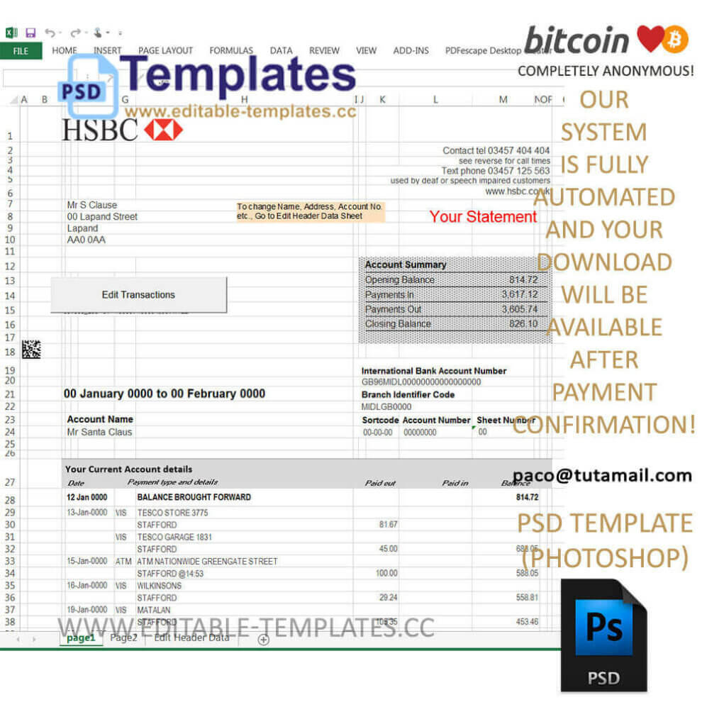HSBC Statement template | Editable-Templates