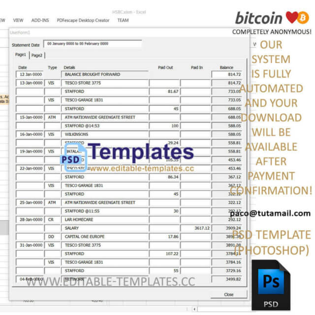 HSBC Statement template | Editable-Templates