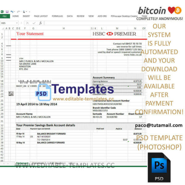 HSBC Statement template | Editable-Templates