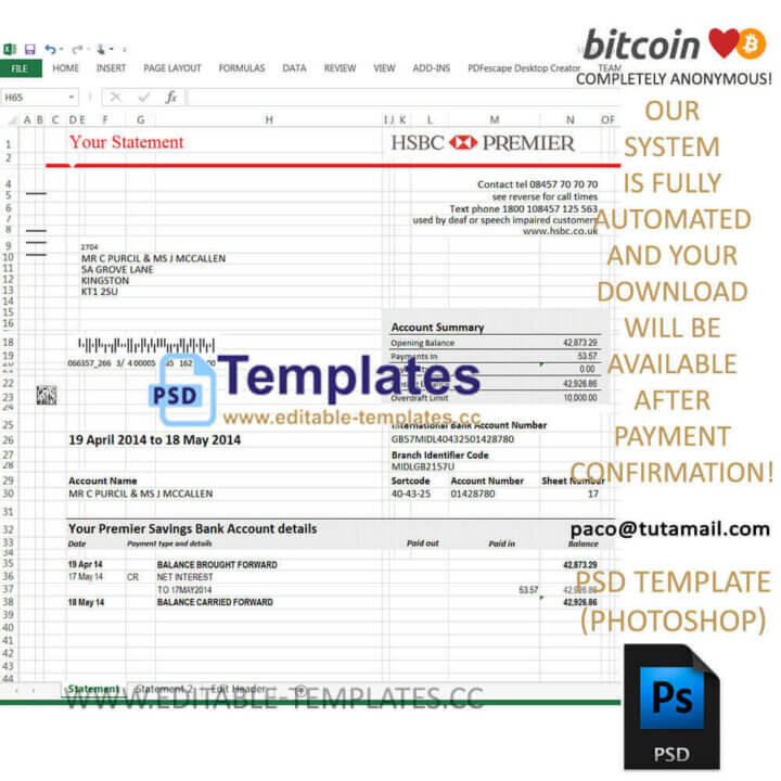 HSBC Statement template | Editable-Templates
