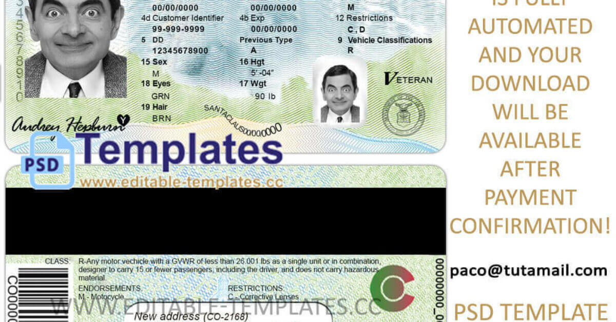 Colorado Driving Licence Template | Editable-Templates
