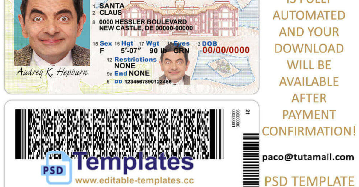 Delaware Driving Licence Template | Editable-Templates