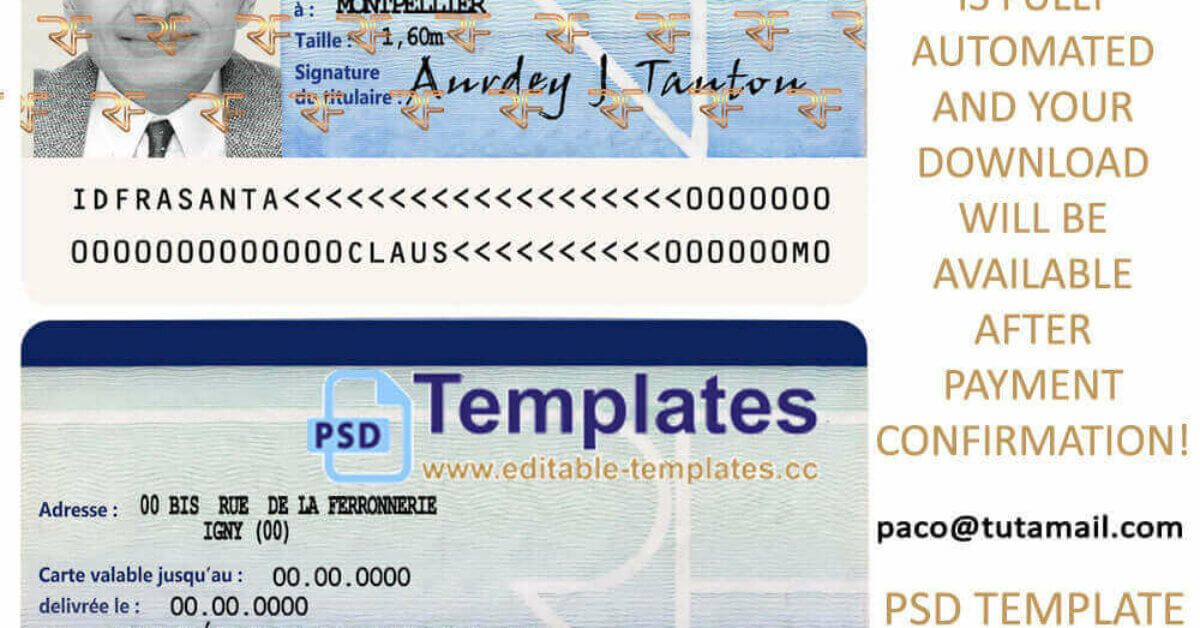France ID Template | Editable-Templates