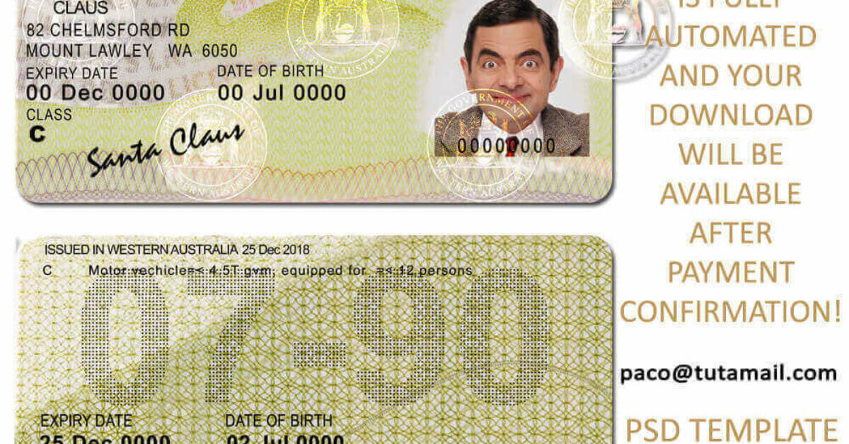Western Australia Driving Licence Template