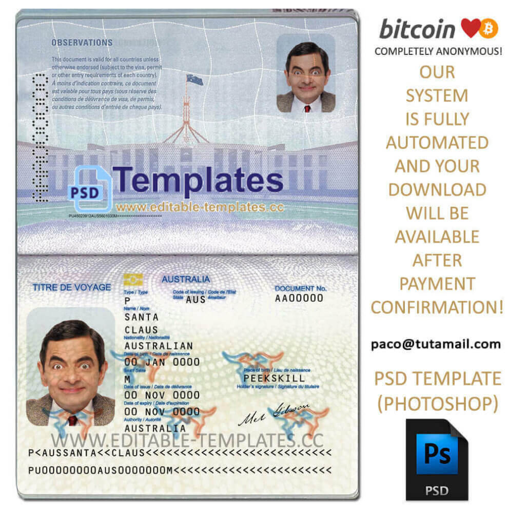 Australia E-Passport Template | Editable-Templates