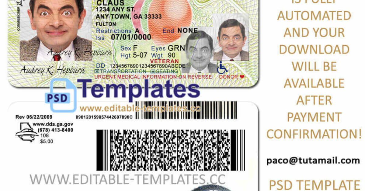 Georgia Driving Licence Template | Editable-Templates