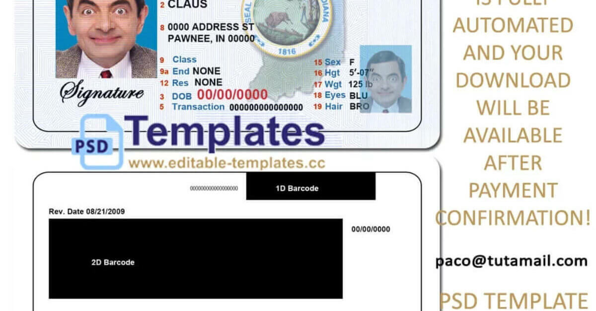 Indiana Driving Licence Template | Editable-Templates