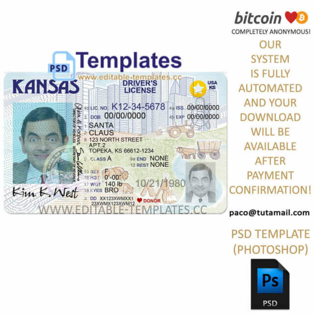 Kansas Driving Licence Template | Editable-Templates