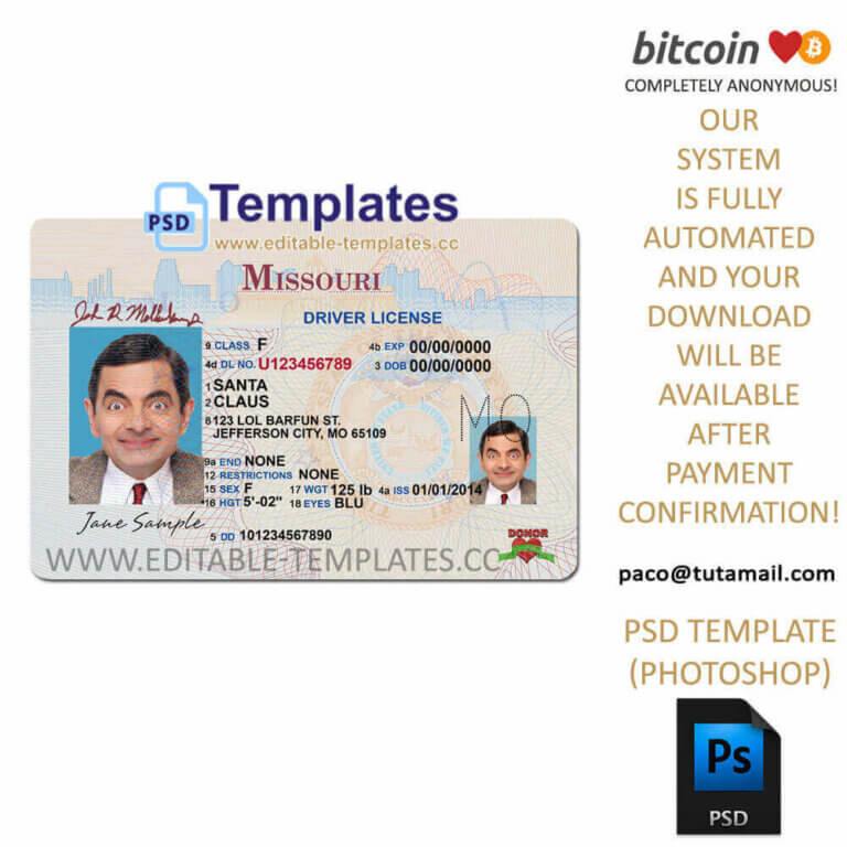 Missouri Driving Licence Template | Editable-Templates