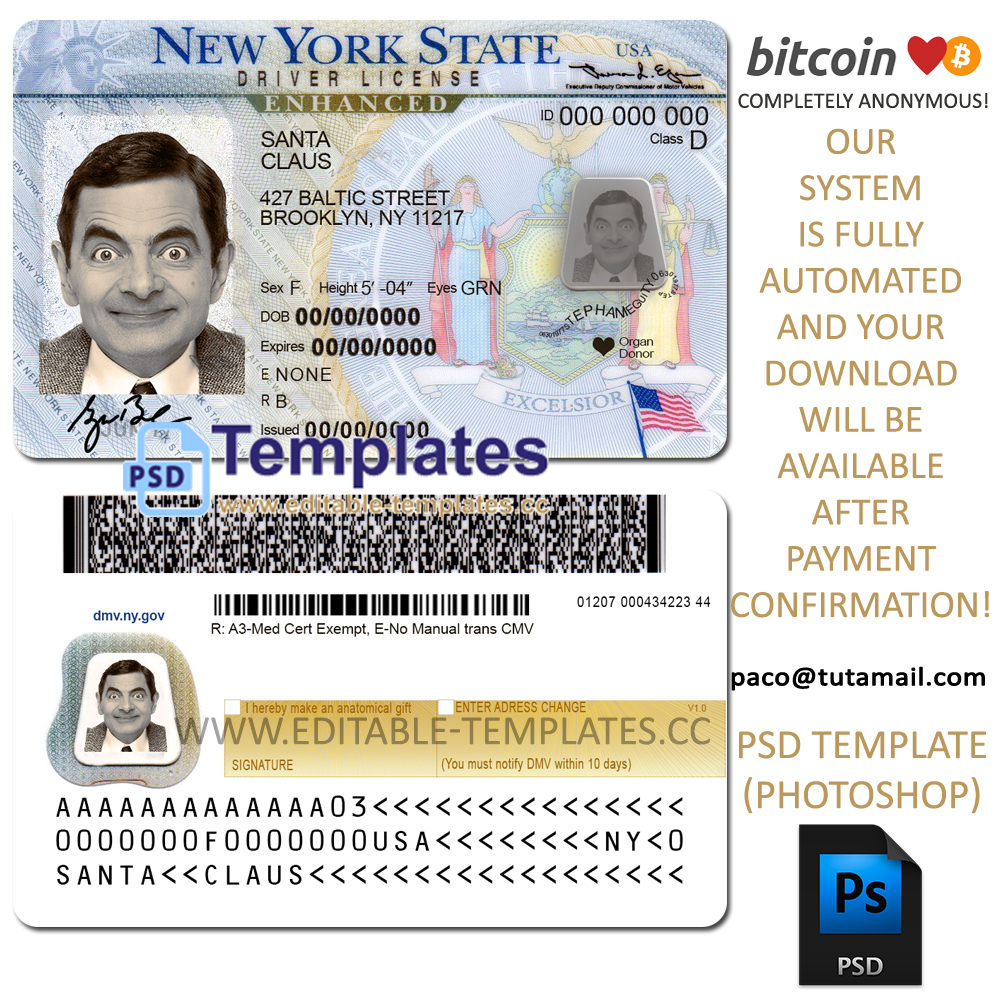 NY New York Driving Licence Template | Editable-Templates