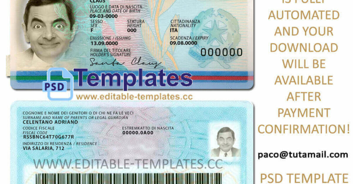 Italy New ID Template | Editable-Templates