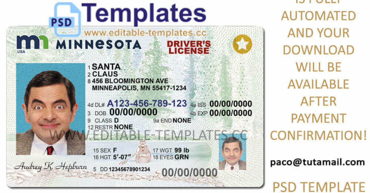 Minnesota Driving Licence Template | Editable-Templates