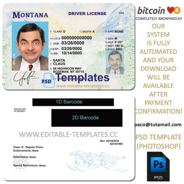 Montana Driving Licence Template | Editable-Templates