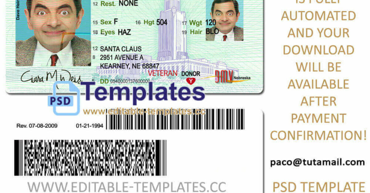 Nebraska Driving Licence Template | Editable-Templates