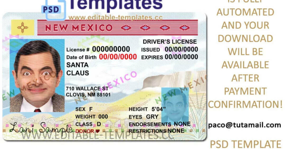 New Mexico Driving Licence Template | Editable-Templates