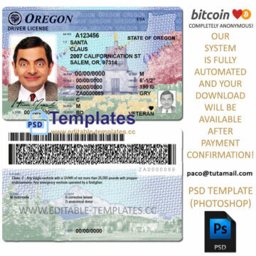 Oregon Driving Licence Template | Editable-Templates