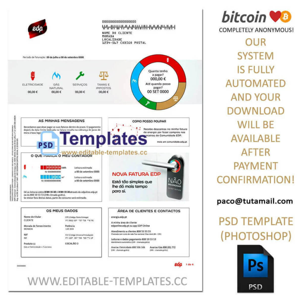 Portugal EDP Bill V2 Template | Editable-Templates