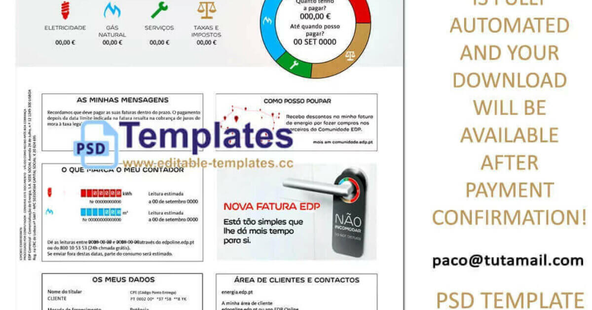 Portugal EDP Bill V2 Template | Editable-Templates