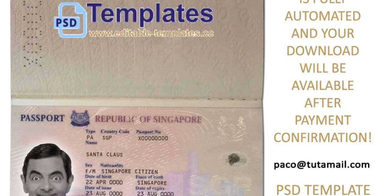 Singapore Passport Template | Editable-Templates Singapore Passport Template | Editable-Templates