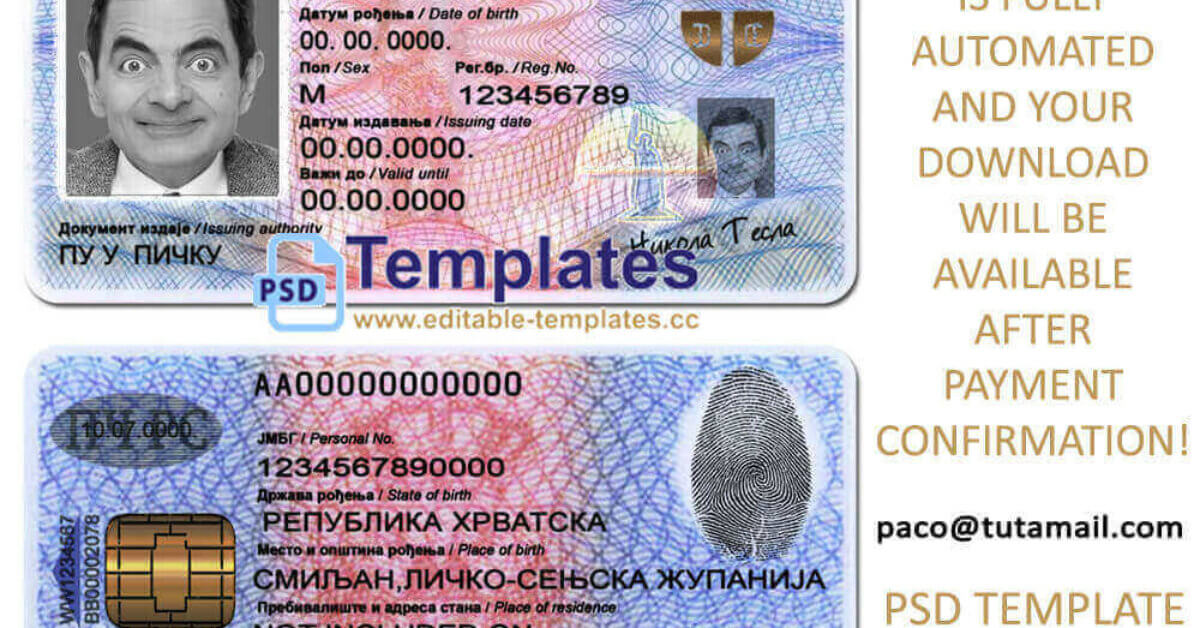 Serbia ID Template | Editable-Templates