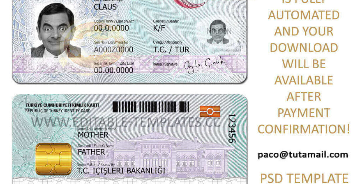 Turkey ID Template | Editable-Templates