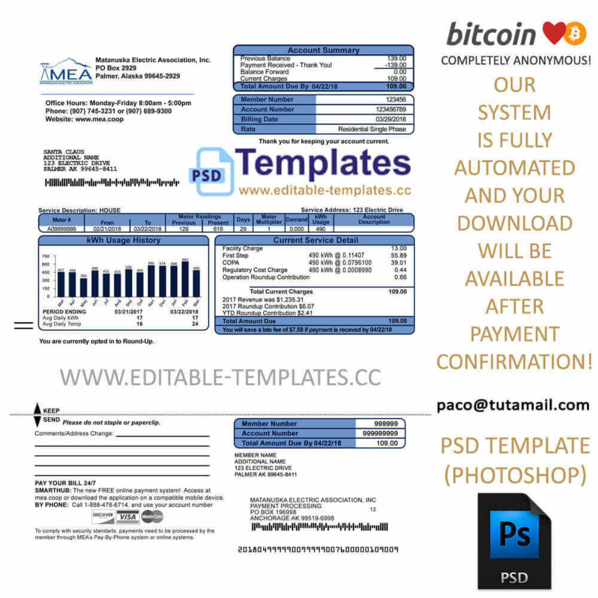 MEA Alaska electricity bill Template | Editable-Templates