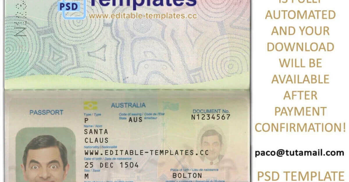 Australia Passport Template | Editable-Templates