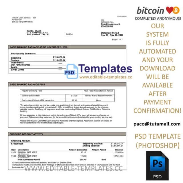 Proof of Address template, photoshop file, Instant Delivery