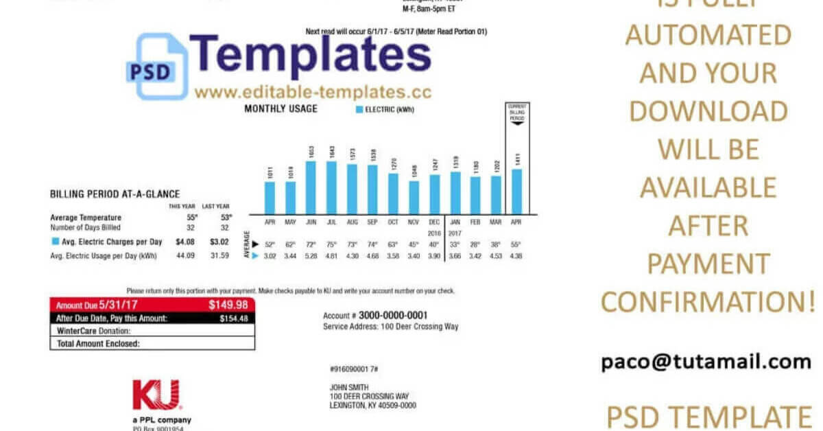 Kentucky electricity bill Template | Editable-Templates
