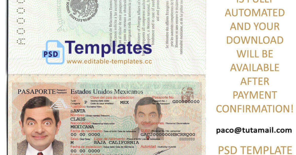 Mexico Passport Template | Editable-Templates